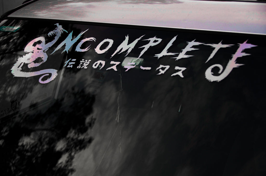 Incompletegl The Legendary Dragon! Car Window Banner - Matte White, Ho